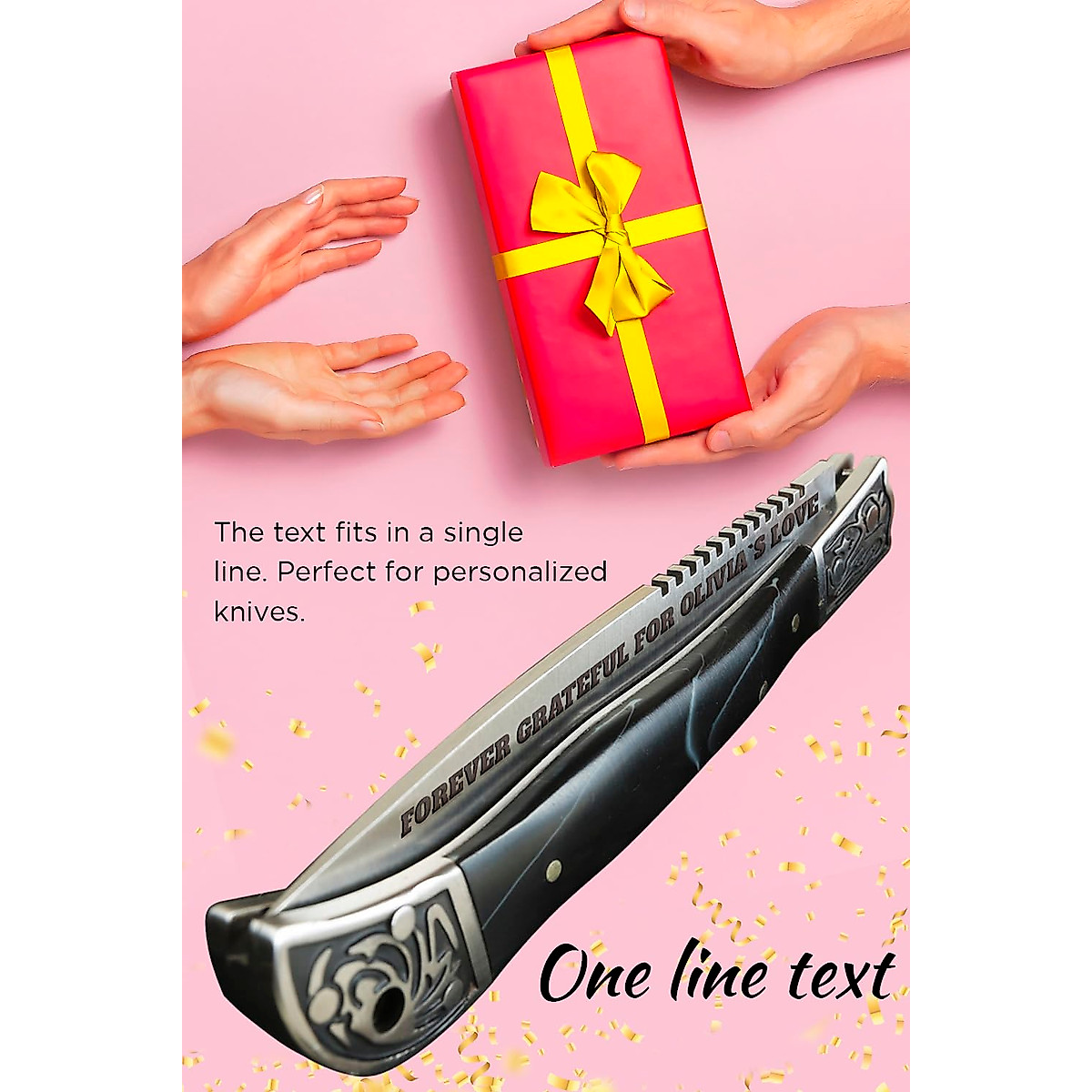 Personalized Pocket Knife - Ideal Father's & Mother's Day Gift - Custom Knives - Customized Gifts for Men - Unique Knife for Him & Her - Cool Engraved Present for Dad Husband Boyfriend - Best Gift for Birthday 806 PS 1