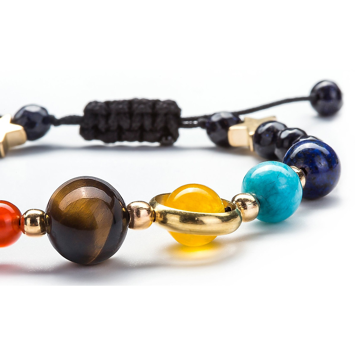 Fesciory Women Men Solar System Bracelet Universe Galaxy The Eight Planets Guardian Star Natural Stone Beads Bracelet Bangle(Blue Sandstone(Adjustable))