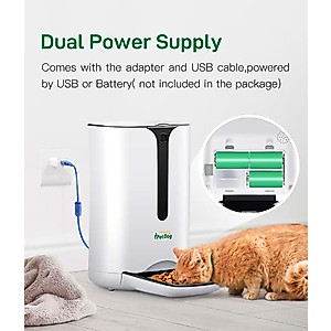 iPetDog Automatic Cat Feeder,7L Smart Auto Pet Dog Feeders, Dog and Cat Food Dispenser with Voice Recorder, Portion Control and Programmable Timer for 4 Meals