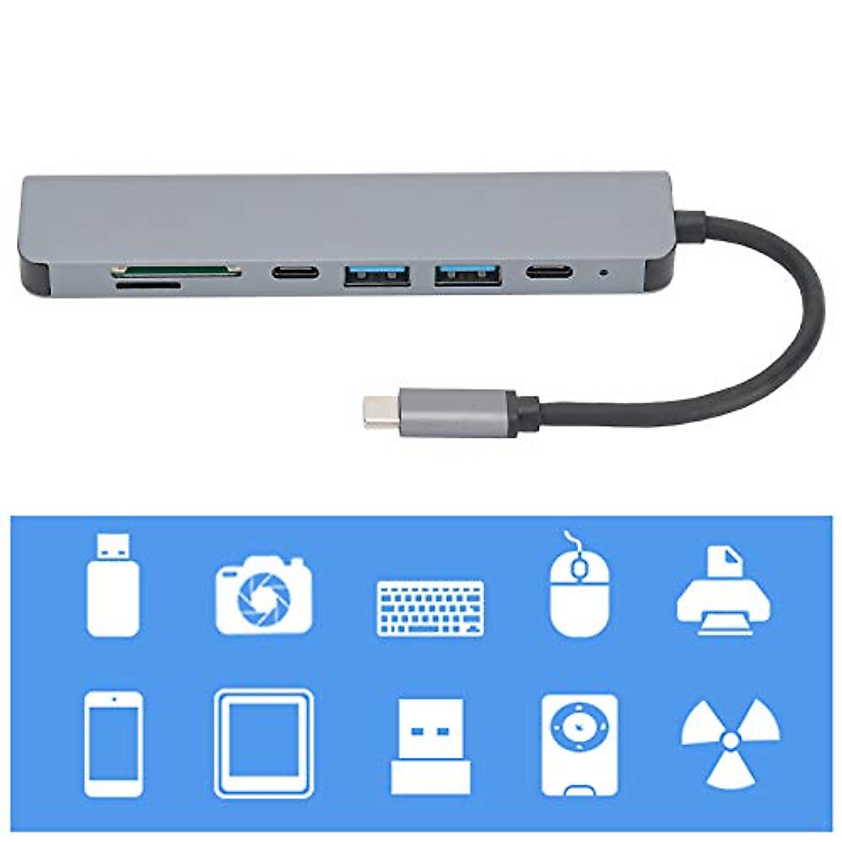 High Resolution Type‑C Hub Docking Station Easy to Carry Plug and Play Multifunction for PC