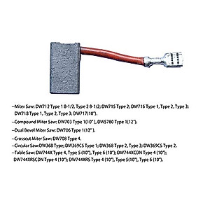 Carbon Motor Brushes Compatible for Dewalt DW718 / DWS780 / DW717 Miter Saw, Replacement Part for Power Tools - 2 Pack