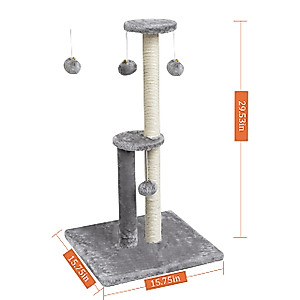 SYANDLVY 29" Tall Cat Scratching Post for Indoor Cats, Kittens Post Scratcher with Sisal Rope, Scratch Tree with Hanging Balls for Play