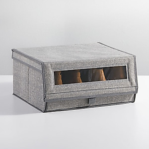 mDesign Large Fabric Closet Shoe Storage Box w/Clear Window - Shoe, Sandal, Sweater, Linen, Clothes Organizer - Boot Storage Solutions - Shoe Bin - Lido Collection, 8 Pack, Gray