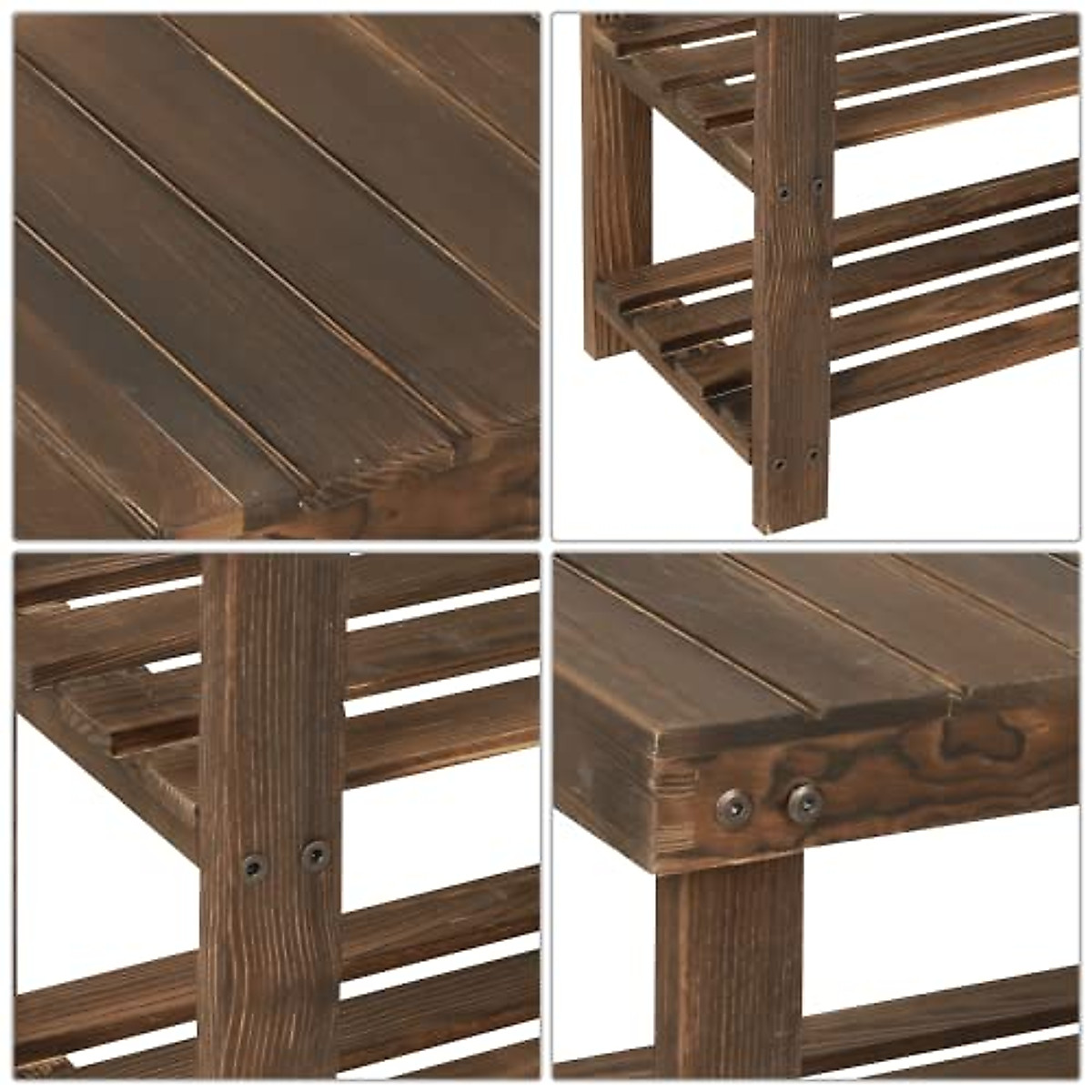 Babion Shoe Rack Bench, 3 Tier Shoe Organizer for Entryway Storage Wooden Shoe Shelf Freestanding Shoe Racks Bench Stable Shoe Stand for Front Door, Mudroom, Doorway, Hallway (Rustic Brown)