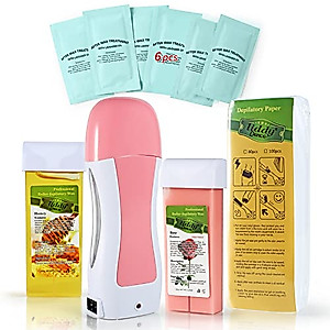 Roll On Wax for Women, Waxing Kit for Sensitive Skin, Rose & Honey Roll On Wax Kit for Larger Areas of the Body, Roller Waxing Kit Hair Removal, at Home Waxing Kit for Women and Men