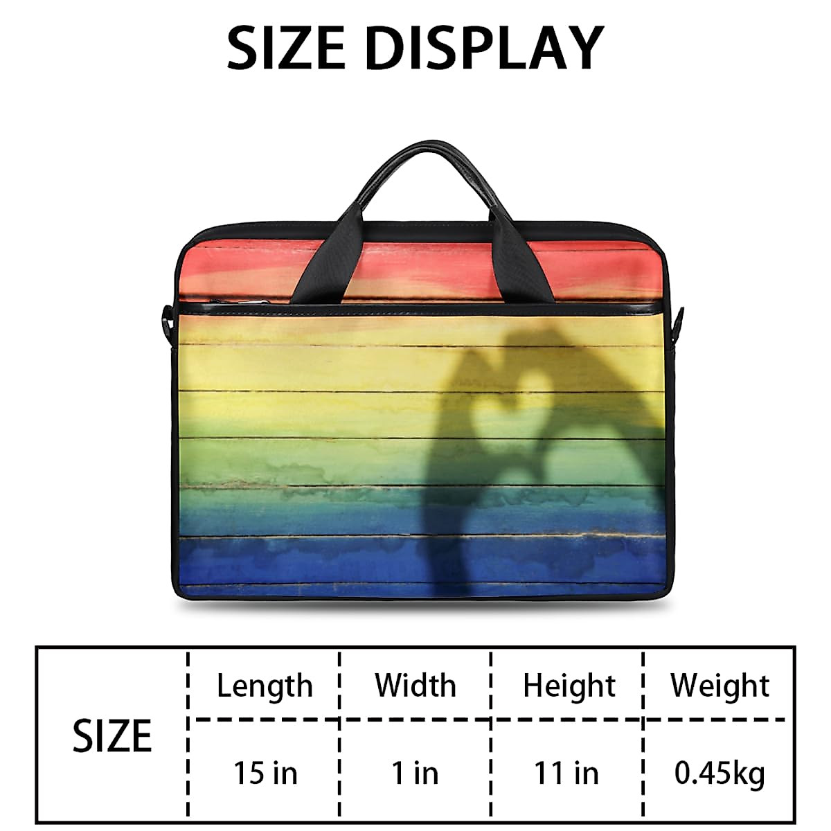 Rainbow Love Print Laptop Computer Bag Waterproof Shoulder Messenger Bag 13-15 inch Durable Laptop Tote Bag with Shoulder Strap Handle Lightweight Crossbody Briefcase