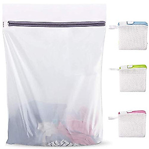 Large Laundry Bags, Tomoda 36” x 44” Extra Large Mesh Laundry Bags with 3 Small Laundry Bags for Washing Machine, Heavy Duty Zipper Wash Bags for Quilts/Sheets/Winter Coats