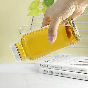 Encheng Glass Bottles 12 Ounce,Airtight Glass Beverage Bottles with Lids,Clear Vintage Drinking Bottles 350ml,Juicing Bottles for Storage Tea,Kombucha,Milk,Smoothies,20 Pack