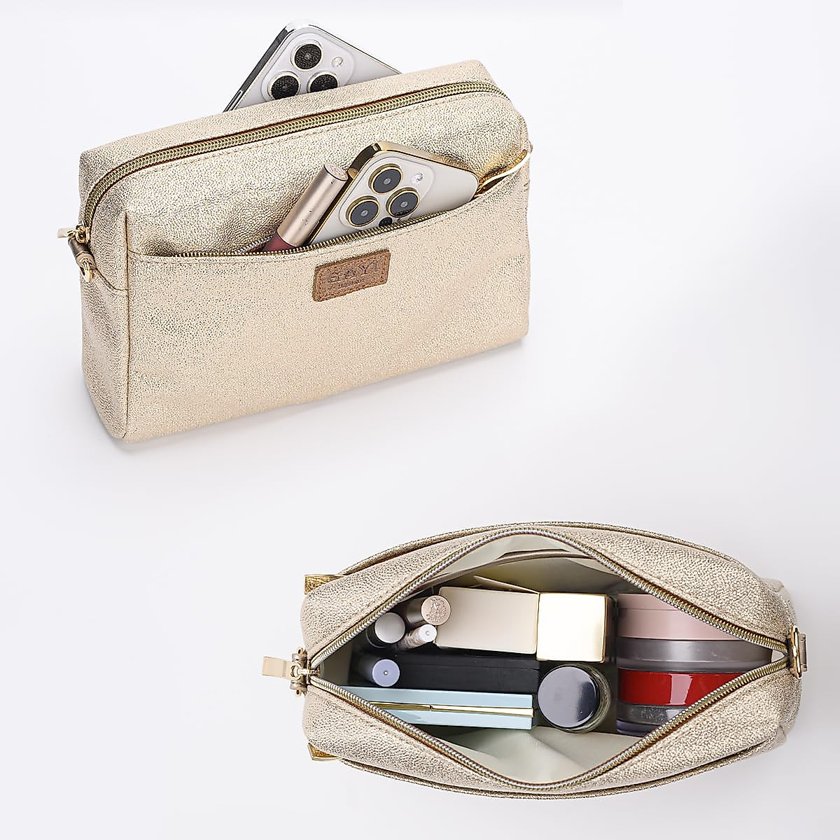 GAYI URBAN Glitter Crossbody Bags for Women, Sparkle Shoulder Handbags with Chain, Ladies Clutch Purses with Zipper Closure (Champagne)