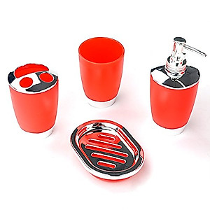 JIUCHEN Set 6 Pieces Bathroom Accessories Set, Bathroom Set Lotion Dispenser, Toothbrush Holder, Bathroom Tumblers, Soap Dish, Trash Can for Homes Hotels