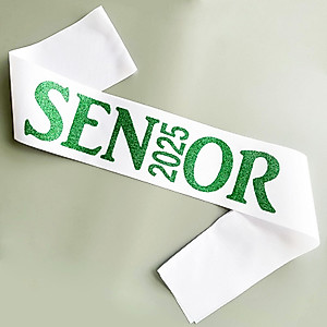 Senior Sash 2025 Green,White Senior Cheer Sashes Class of 2025 Graduation Celebration Class Competition Sash Party Supplies 6 Pack