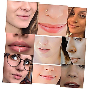 Earmark 20G Gold Fakes Face Nose Rings Hoop Cute 8MM Tiny Thin Non Piercing Fuax Septum Ring 316L Surgical Steel Unpierced Clip-on Side Nose Ring Set for Women Men
