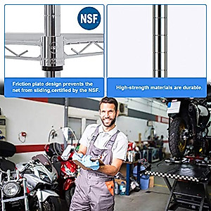 BestOffice 14''Lx36''Wx72''H 5 Shelf Wire Shelving Unit Garage Heavy Duty Height Adjustable Commercial Grade NSF Certification Utility Rolling Steel Layer Rack Organizer Kitchen