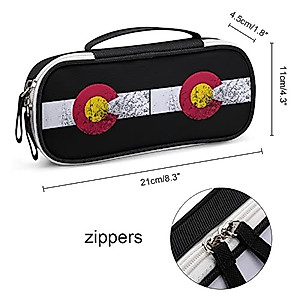 Flag of Colorado Printed Pencil Case Bag Stationery Pouch with Handle Portable Makeup Bag Desk Organizer
