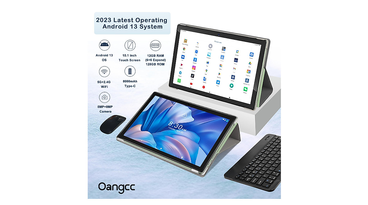 Oangcc Android 13 Tablet - 10" Dual Cam, 12GB RAM