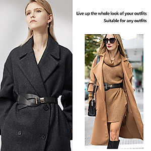 FIORETTO Dress Belts for Women, Wide Black Elastic Belt, Fashion Cinch Belt, Leather Ladies Waist Belts