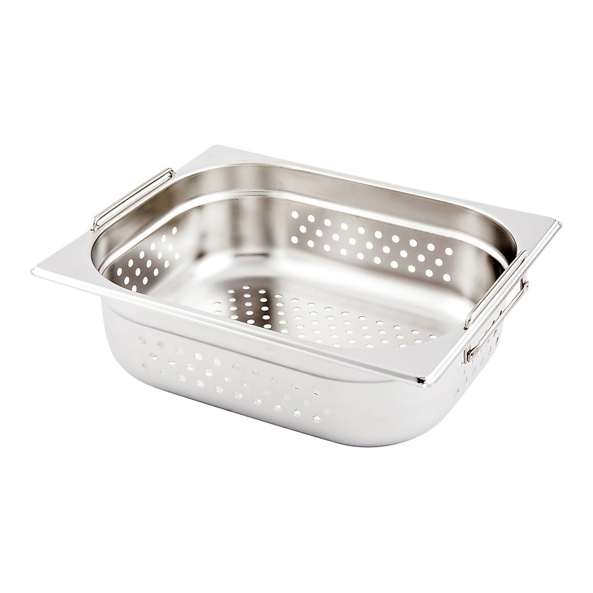 Restaurantware Perforated Steam Table Pan - Half Size - 4" Deep - Collapsible Handles - Anti Jam - Commercial Grade Stainless Steel - 1ct Box - Met Lux