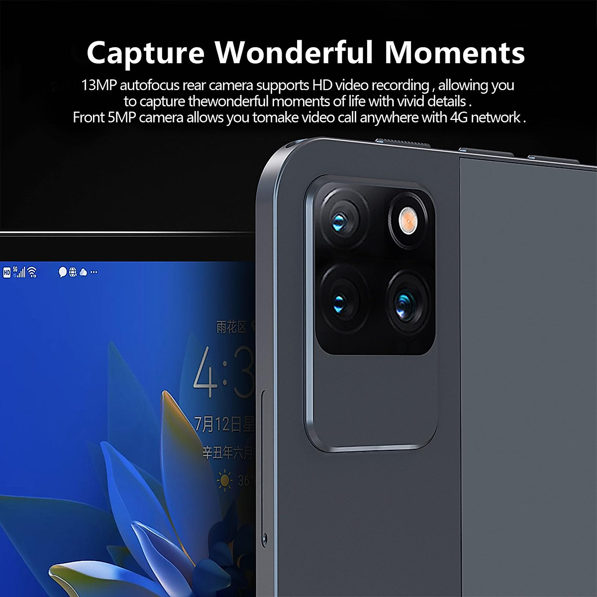 Honio Tablet, 10.1 Inch Smart Tablet 16GB RAM 1TB ROM 8 Cores Multifunctional for Business for Video (US Plug)