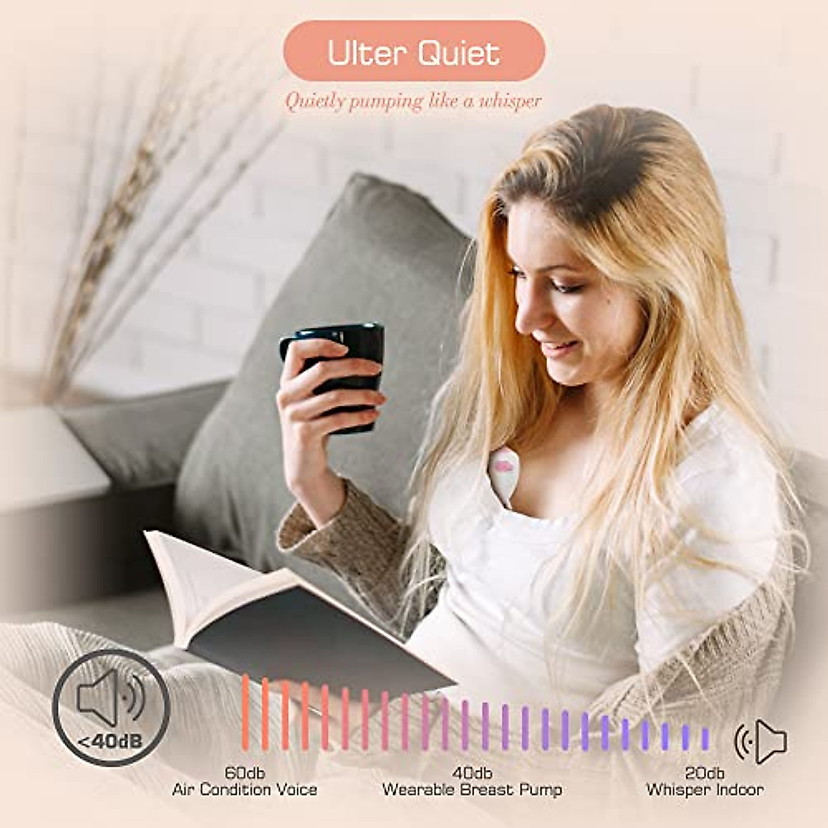 Wearable Breast Pump,Ultra Light Portable Double Hands Free Breast Pump, 2 Modes & 9 Levels, Low Noise Rechargeable Wireless Electric Breast Pump with 21mm/24mm Flanges S12