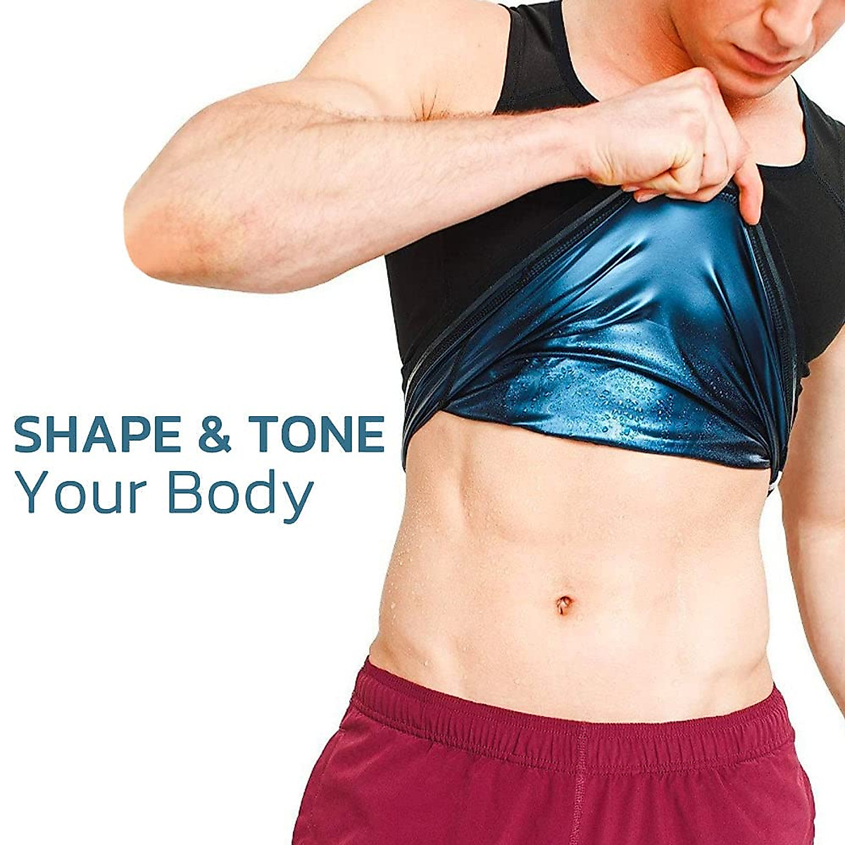 Cgtfy Gynecomastia Compress Tank Top For Men Slimming Body Shaper Vest Chest Abdomen Compression Tank Top (Blue,XXL/3XL)