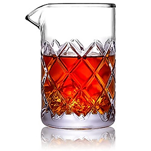 Eligara Cocktail Mixing Glass - 18 OZ Crystal Cocktail Stirring Glass, Thick Weighted Bottom - Bar Bartenders Tools Mixing Glass for Craft Bars & Professional Bartenders