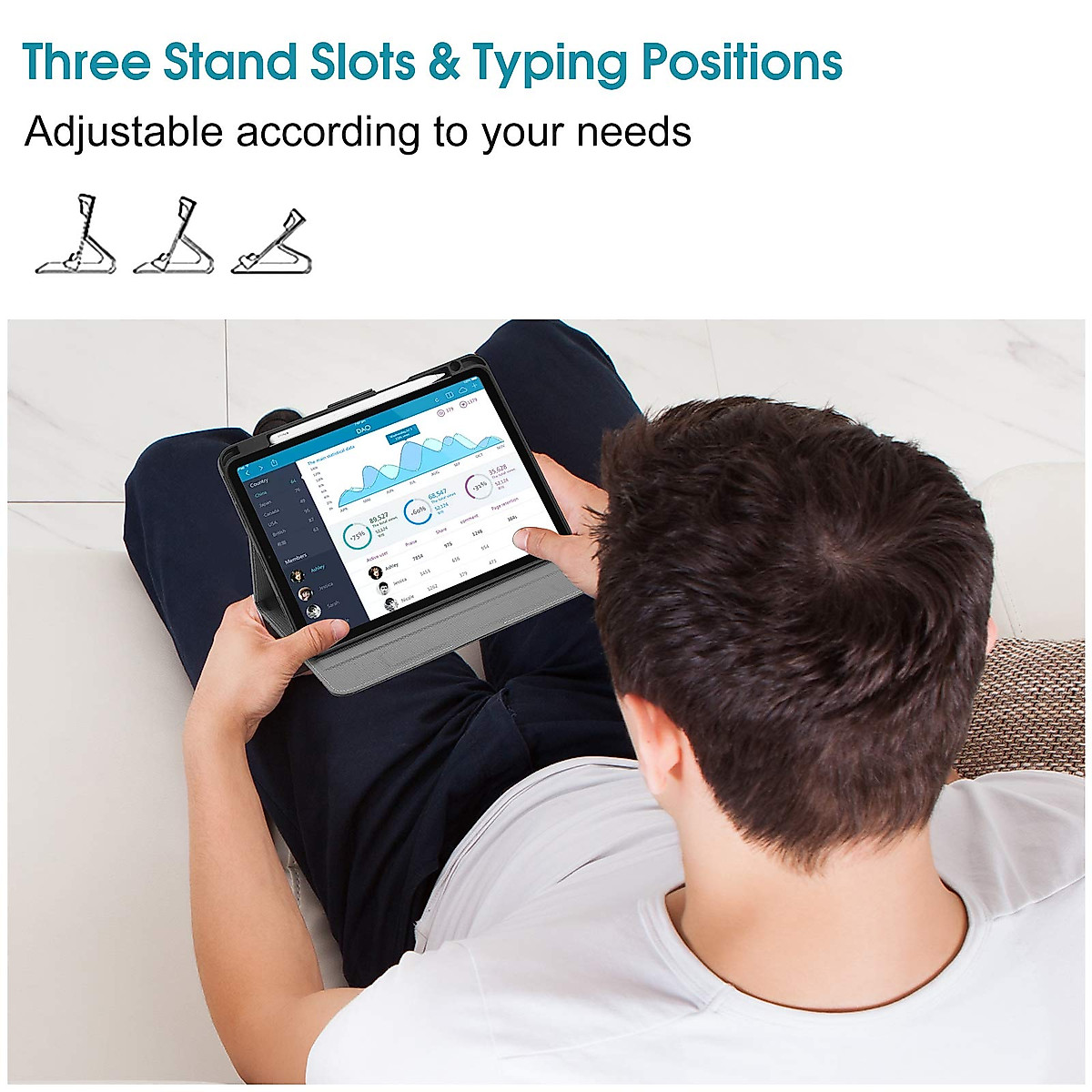 ProCase for iPad Air 11 Inch 2024 / iPad Air 5 2022 / Air 4 2020 Case 10.9 [Support Pencil 2 Charging], Leather Stand Folio Protective Cover Case with Pencil Holder for iPad Air 10.9/11 Inch -Black