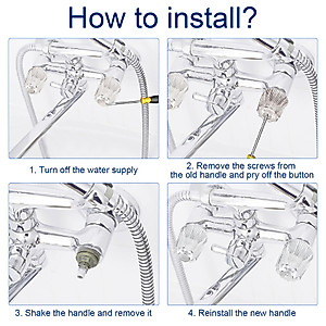 Gosknor 3 Piece Shower Knob Replacement, Clear Acrylic Faucet Handles Hot/Cold/Diverter Bathtub Knobs Bathroom Faucet Knobs Compatible with Price Pfister Contessa and Windsor, with Screwdriver