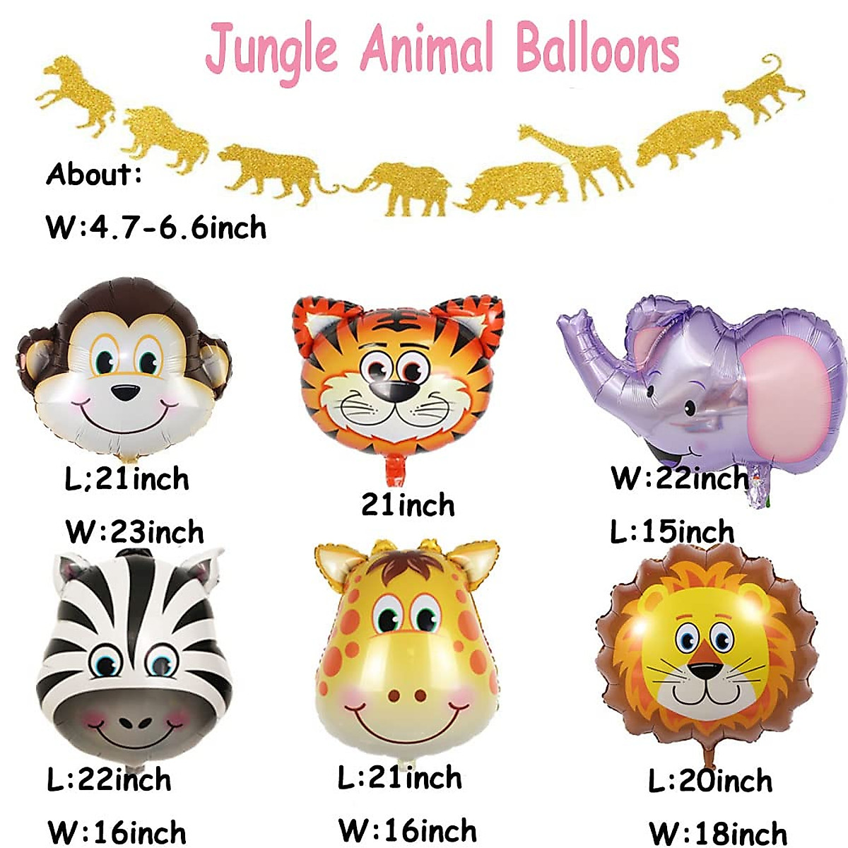 Two Wild Birthday Party Decorations, Jungle Themed Secend Girl Birthday Party Supplies Set Cute Animals Head Balloons and Two Wild Banner Caketoppers for Girls 2nd Jungle Birthday Decor