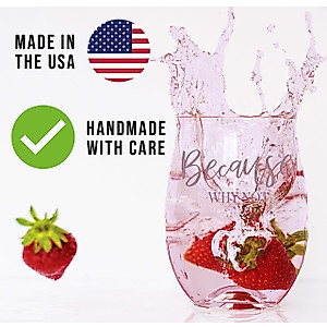 Personalized Etched Monogram 17oz Stemless Wine Glass, Gifts for Women, Customized Engraved Christmas Gifts, Unique Mother's Day Gift, Customizable Bridesmaid Birthday Wine Tumbler, Because YTH