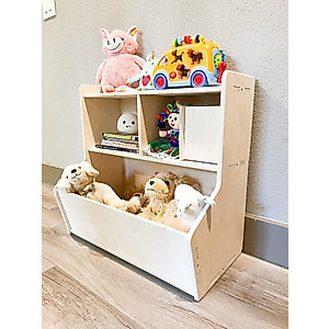 Bush Acres Shelby - Wooden Single Sided Nursery Bookshelf Display Stand Organizer Bin for Displaying Kids Books