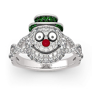 Jeulia "Merry Christmas Snowman Design Sterling Silver Ring Gift for Women & Girls Love Party Jewelry Valentine's Day X-mas Women's Day (7)