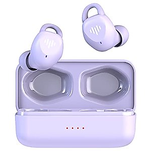 iLuv TS100 Sports Wireless Earbuds, Secure Earhooks, Bluetooth, Built-in Microphone, IPX7 Waterproof & Shock Protection, Compatible with Apple & Android; Includes Charging Case and 4 Ear Tips, Purple