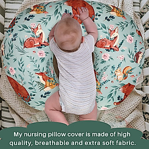 Nursing Pillow Cover & Baby Blankets, Woodland Breastfeeding Pillow Cover Boys Girls, Super Soft Throw Blanket 30 x 40 Inches
