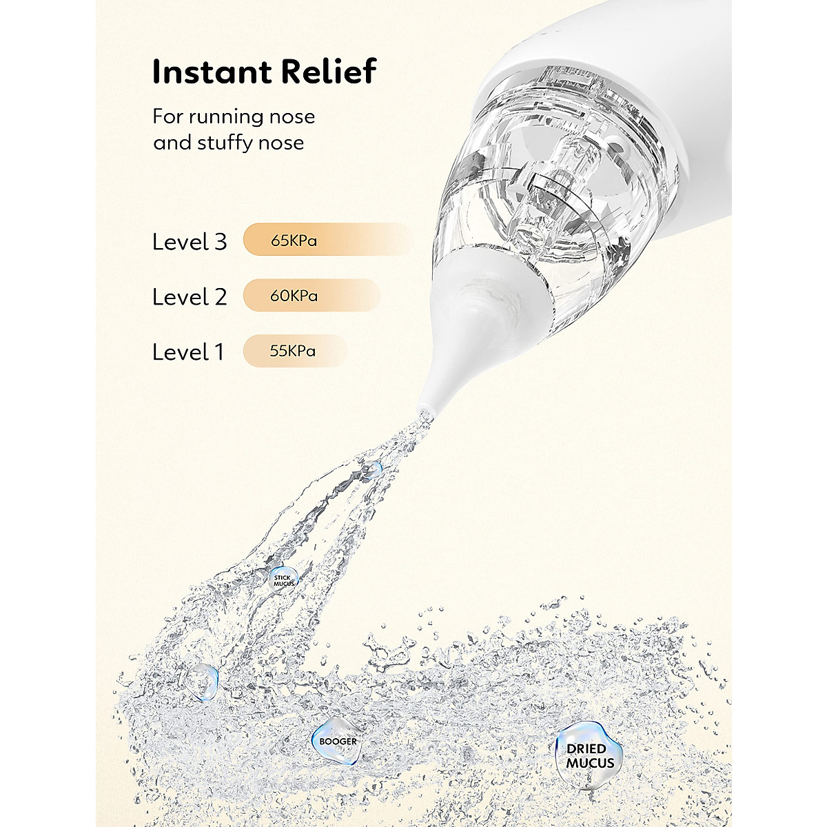 GROWNSY Upgrade Nasal Aspirator for Baby, Rechargeable Baby Nose Sucker, Electric Nose Suction for Baby with Advanced Soothing Music and Light Design, Food-Grade Silicone Tips, 3 Suction Modes