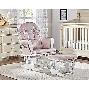 Suite Bebe Glider with Ottoman, Mason, Pink and White - Quick Ship