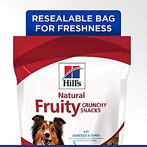 Hill's Dog Treats Crunchy Fruity Snacks with Cranberries & Oatmeal, Healthy Dog Snacks, 8 oz Bag