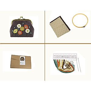 YJGMY Beginner Embroidery Coin Purse kit, Simple Embroidery, Cross Stitch kit Suitable for Beginner Sewing Craft Friend Gift Bag (Small Bowl Flower)