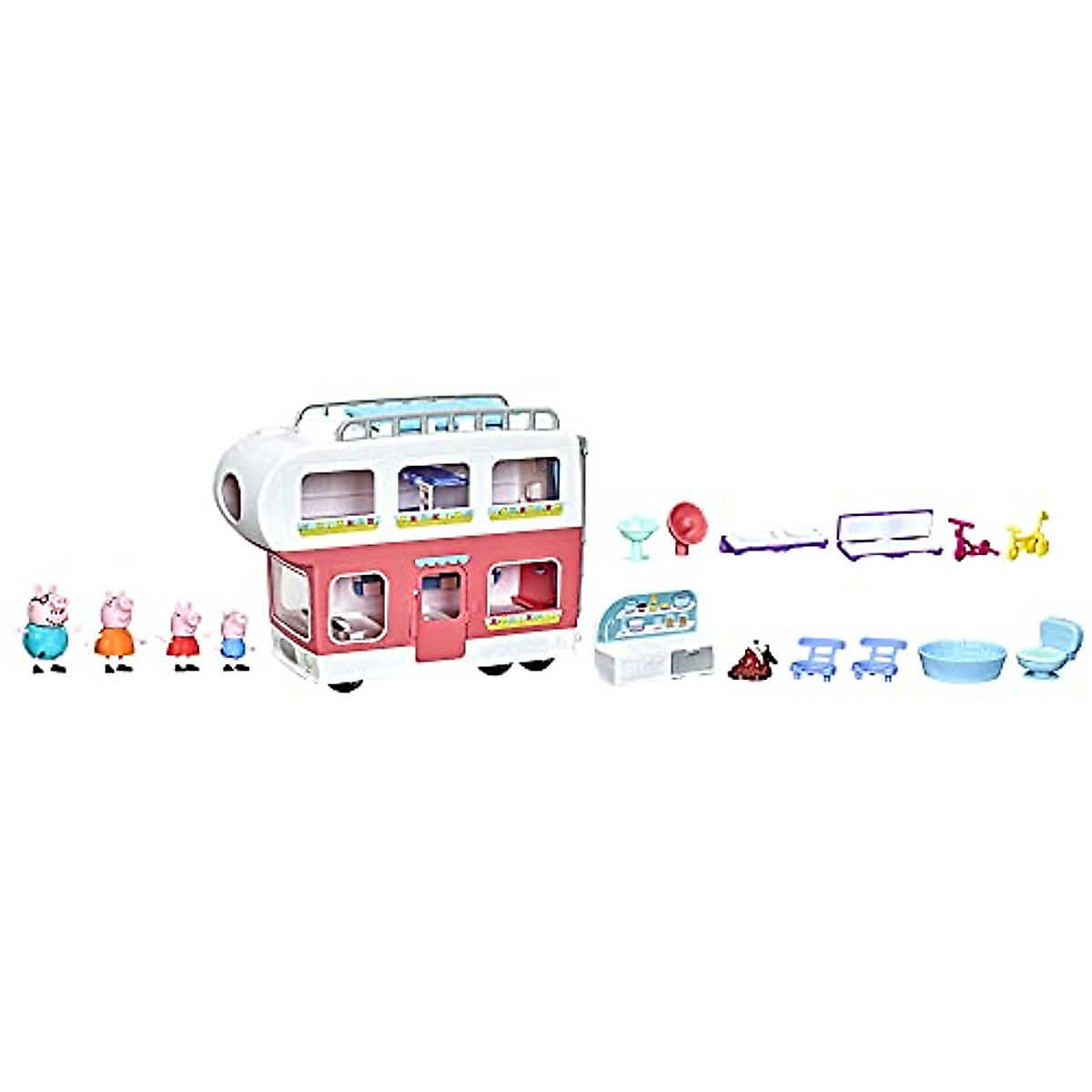 Peppa Pig Peppa’s Adventures Peppa’s Family Motorhome Preschool Toy, Vehicle to RV Playset, Plays Sounds and Music, Ages 3 and up