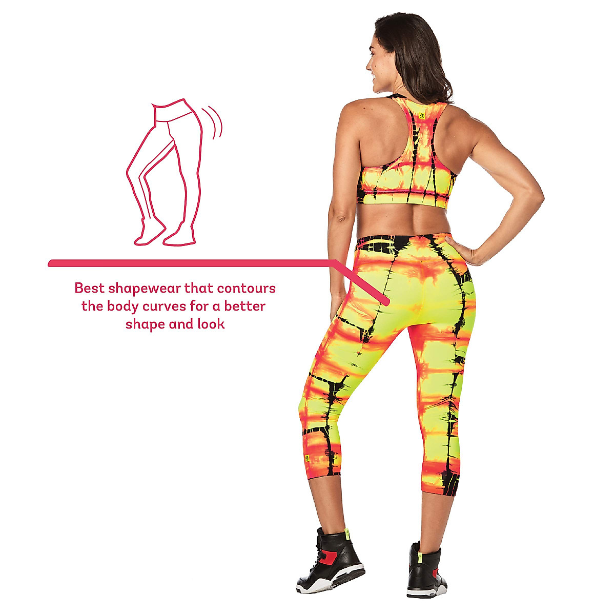 Zumba Fitness Dance Workout Active Compression Print Capri Leggings for Women