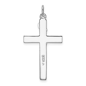 Diamond2Deal Sterling Silver Rhodium-plated INRI Religious Crucifix Cross Pendant