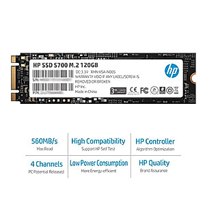 HP SSD S700 M.2 2280 120GB SATA III 3D TLC NAND Internal Solid State Drive (SSD) 2LU78AA#ABC