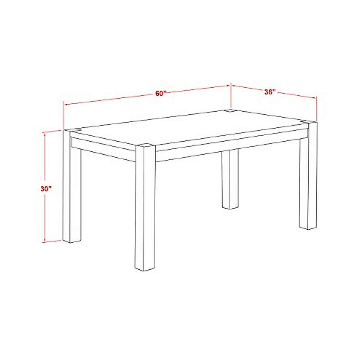 East West Furniture Dining CN6-07-T Wood Kitchen Table Rectangular Tabletop and 60 x 36 x 30-Distressed Jacobean Finish