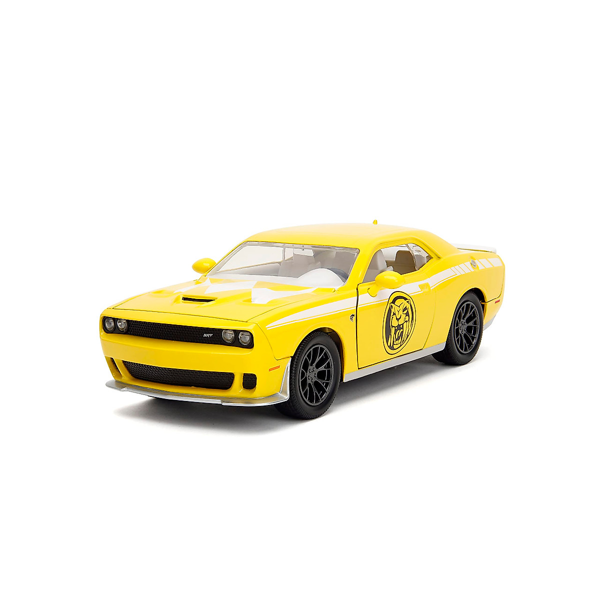 Power Rangers 1:24 2015 Dodge Challenger SRT Hellcat Die-Cast Car & 2.75" Yellow Ranger Figure, Toys for Kids and Adults