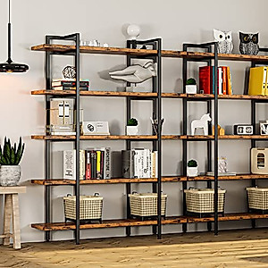 IRONCK Industrial Bookshelf and Bookcase 5 Tiers Large Open Etagere Shelves, 71.2" H x 53.1" L for Home Office, Living Room Bedroom Home Office