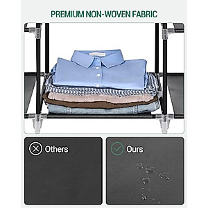 Hzuaneri 67 Inch Closet Wardrobe, Clothes Storage Organizer for Hanging Clothes with Cover, 4 Hanging rods, 9 Storage Shelves, Portable Closet for Bedroom 67 x 16.5 x 66, Pure Grey