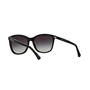 Emporio Armani Women's EA4060F Low Bridge Fit Square Sunglasses, Shiny Black/Gradient Grey, 56 mm