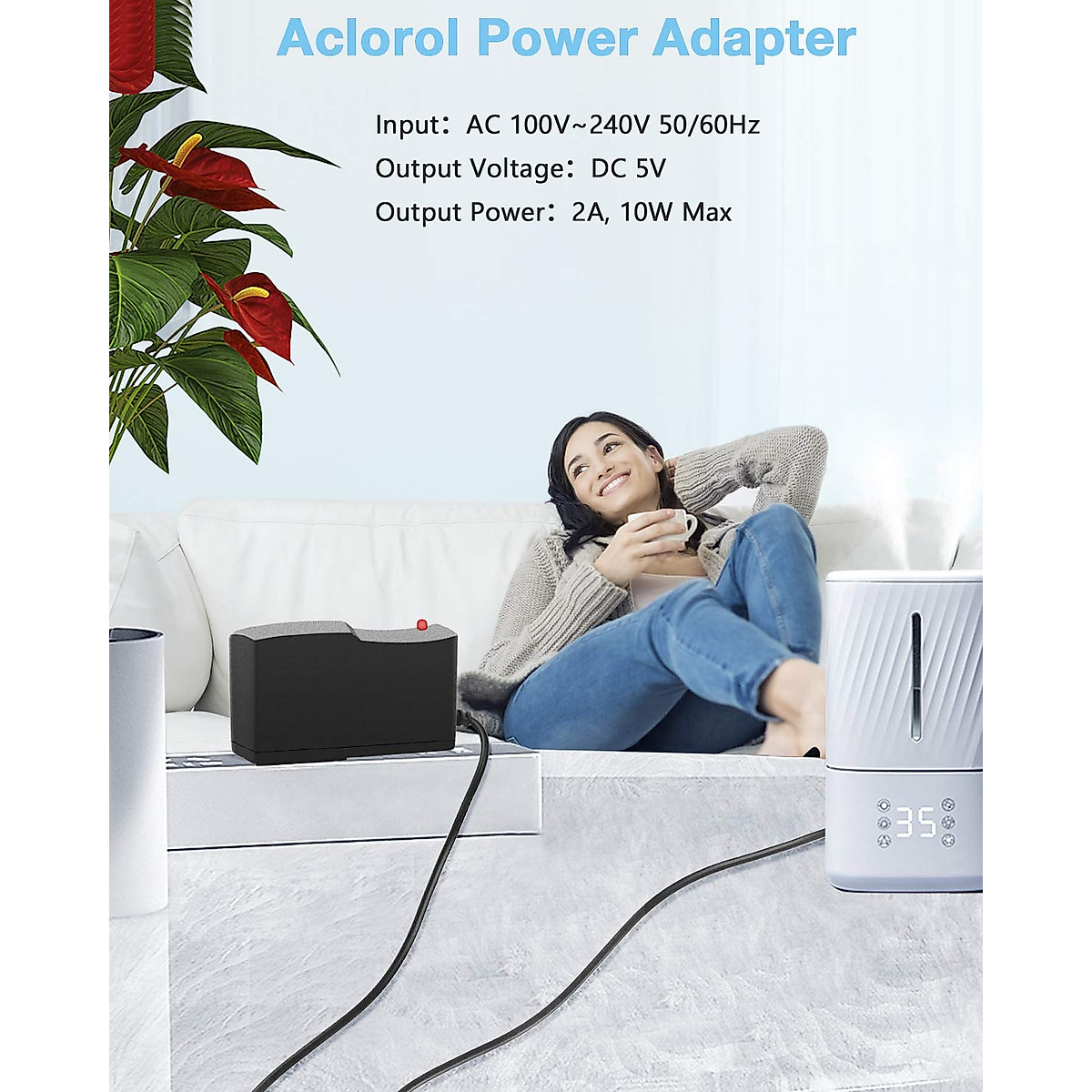 Aclorol 5V 2A Power Supply Adapter 100-240V AC to DC 5Volt 10W 2A 1A Universal Power Charger Converter Transformer 5.5X 2.5mm for WS2812B 5V LED Pixel Strip Lights Security System Router CCTV (5 pack)