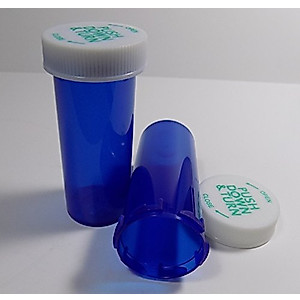 Plastic Prescription Blue Vials/Bottles 25 Pack w/Caps 8 Dram Size-New