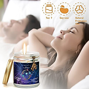 Zodiac Candles - Pisces Candle, Astrology Gifts for Women, Crystal Candles Gifts,Zodiac Gifts,February-March Birthday Gifts, Pisces Gifts,Horoscope Scented Candles with Crystals Inside-7oz…