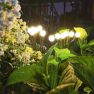 Solar Garden Lights, 2PCS Solar Powered Firefly Lights Outdoor Waterproof, Starburst Swaying Light, Vibrant Garden Solar Lights for Garden,Yard, Path, Lawn Decor (Warm White)